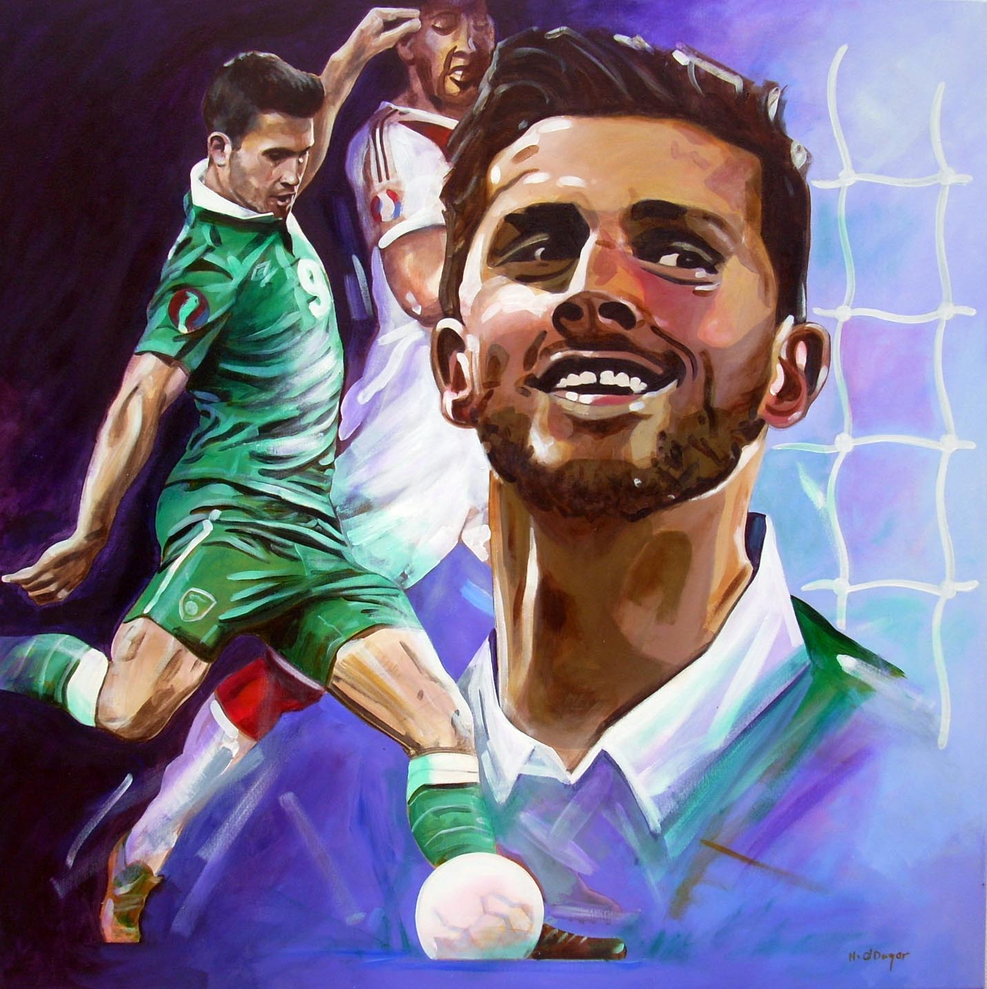 Shane Long 100cm by 100cm Portrait - Murals.ie